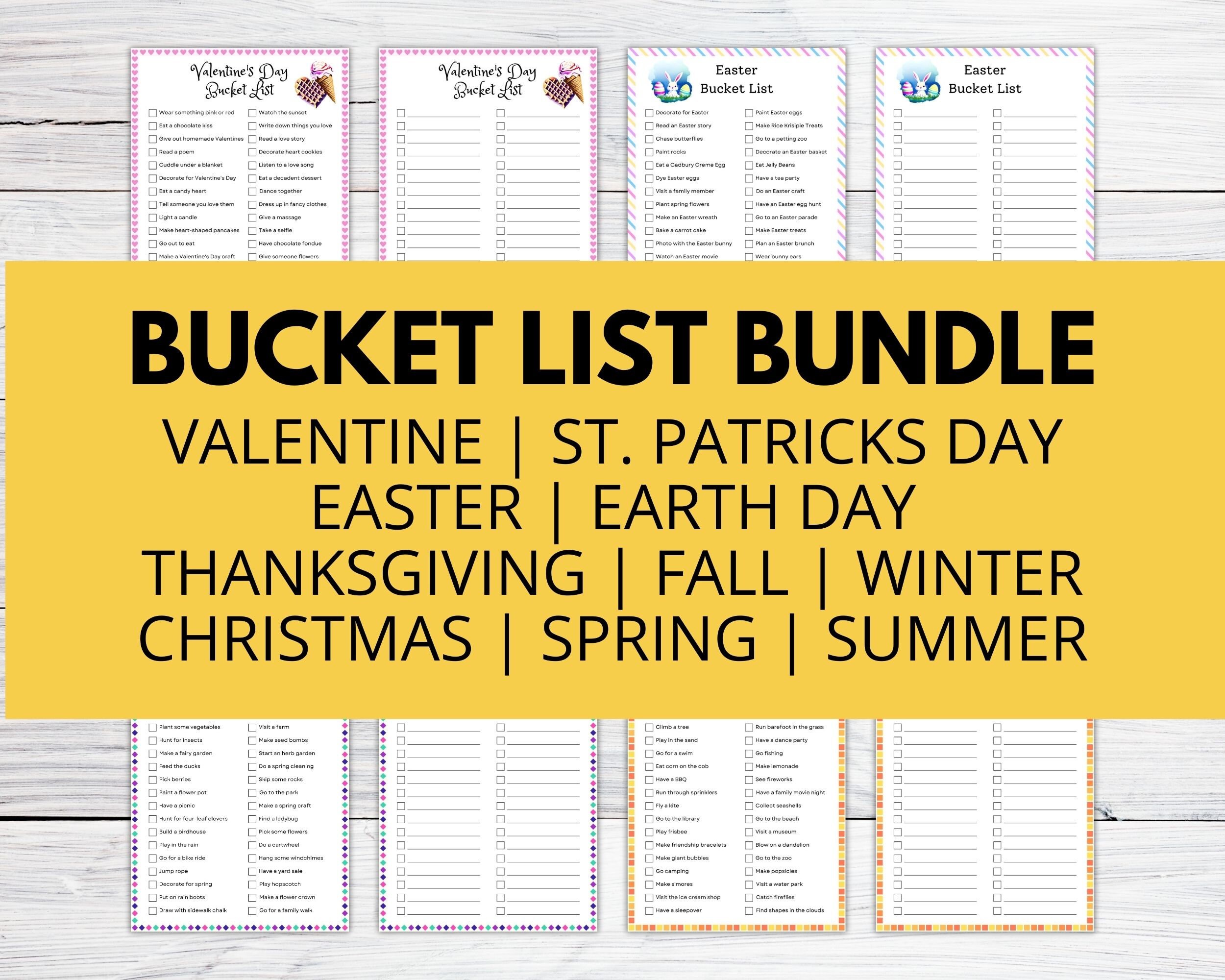 BUCKET LIST BUNDLE, Bucket List Printable, Custom Bucket List, Editable ...