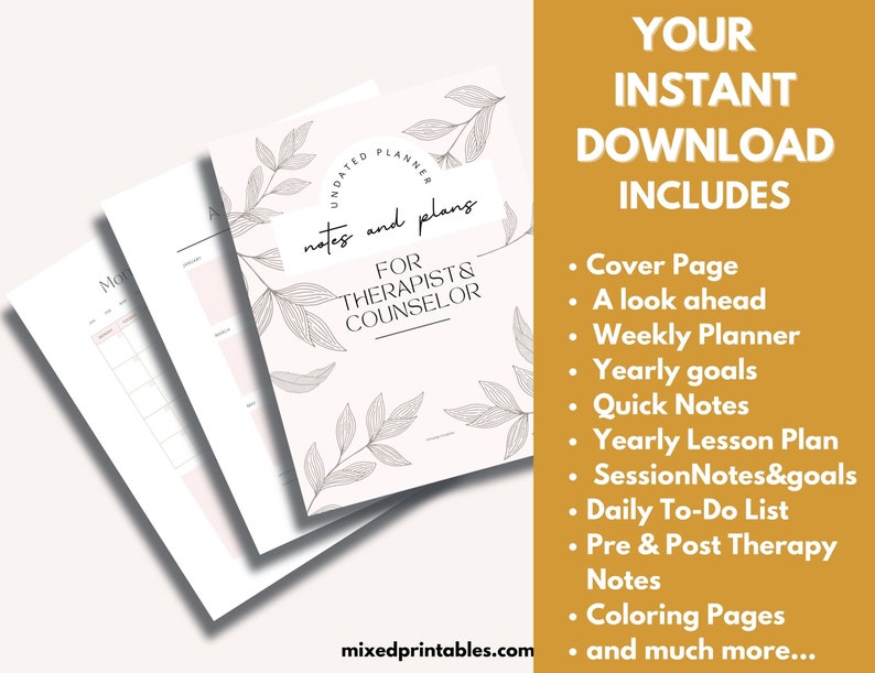 School Counselor Planner Printable | Session Notes & Caseload Tracker ...