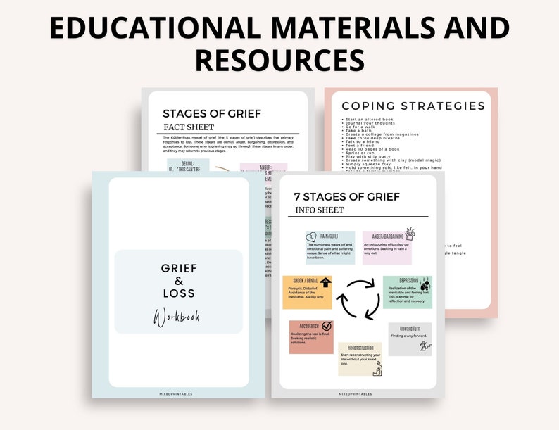 Grief & Loss Workbook: Coping Skills, Journal Prompts (digital Download ...