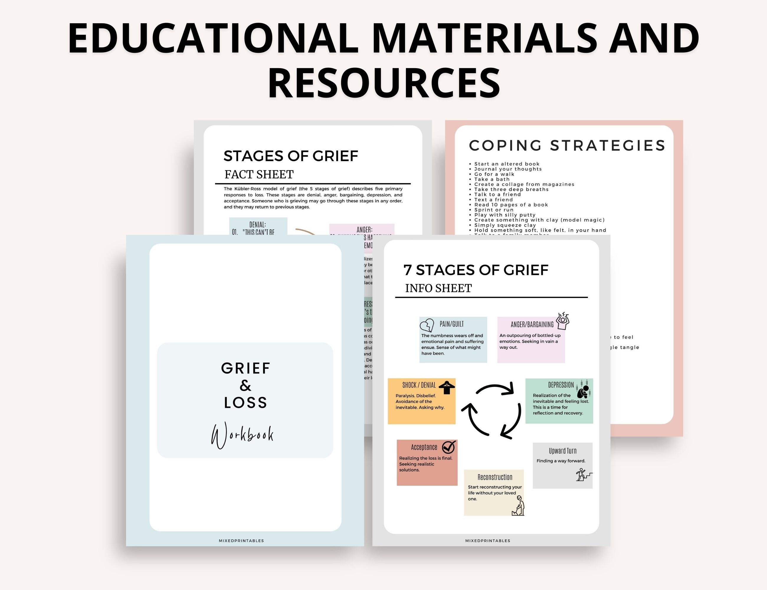 Grief Worksheets Grief Journal Printable Bereavement - Etsy