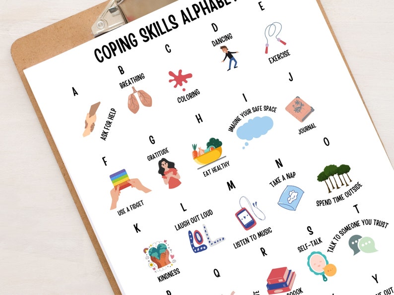 Coping Skills Alphabet Poster for Kids | Printable Calming Techniques ...
