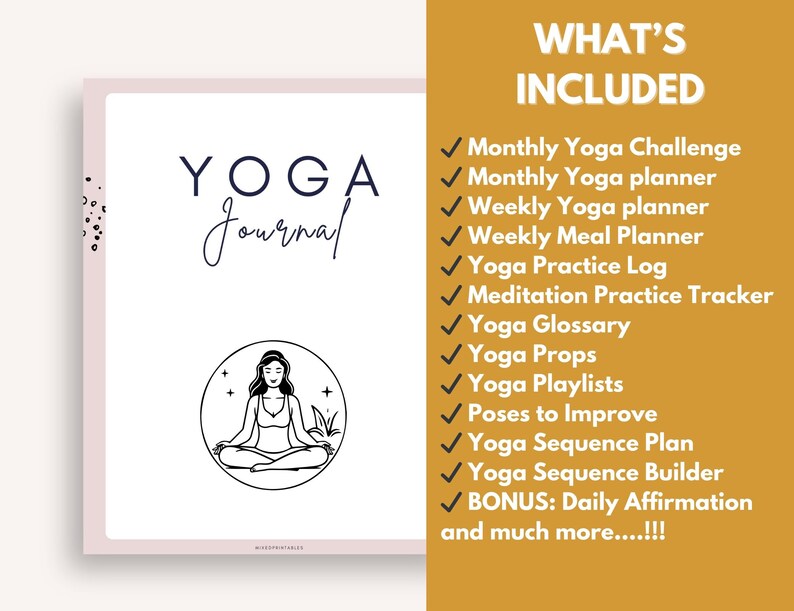 Yoga Journal Printable | Digital Yoga Planner and Tracker | Meditation ...