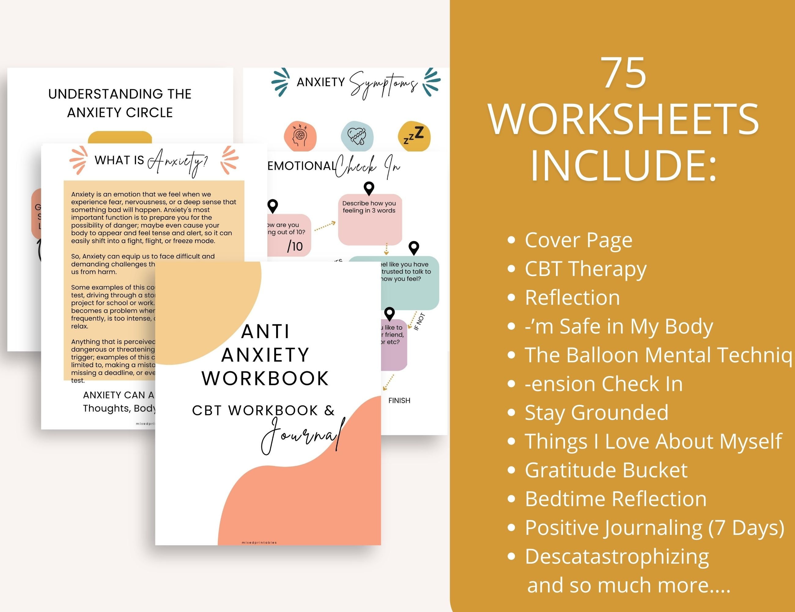 CBT Worksheets Bundle, Cbt Interventions for Teens and Adults, CBT ...