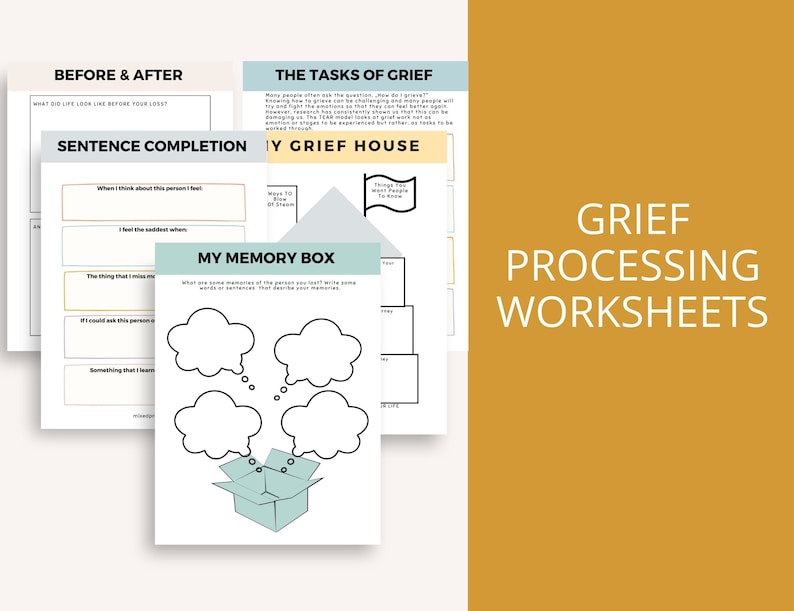 Grief Mental Health Worksheet, Healing Tool for Coping With Loss, Self ...