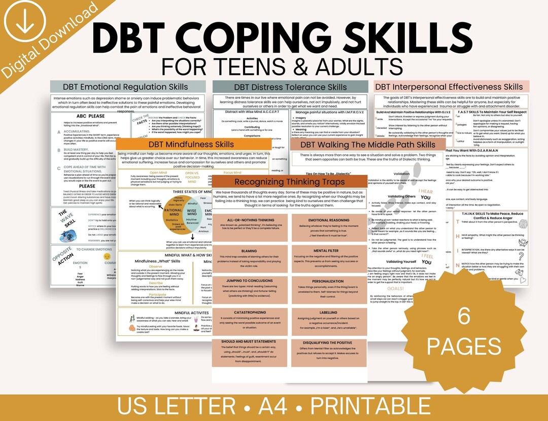DBT Coping Skills Bundle Teens Adults Dialectical Behavior - Etsy