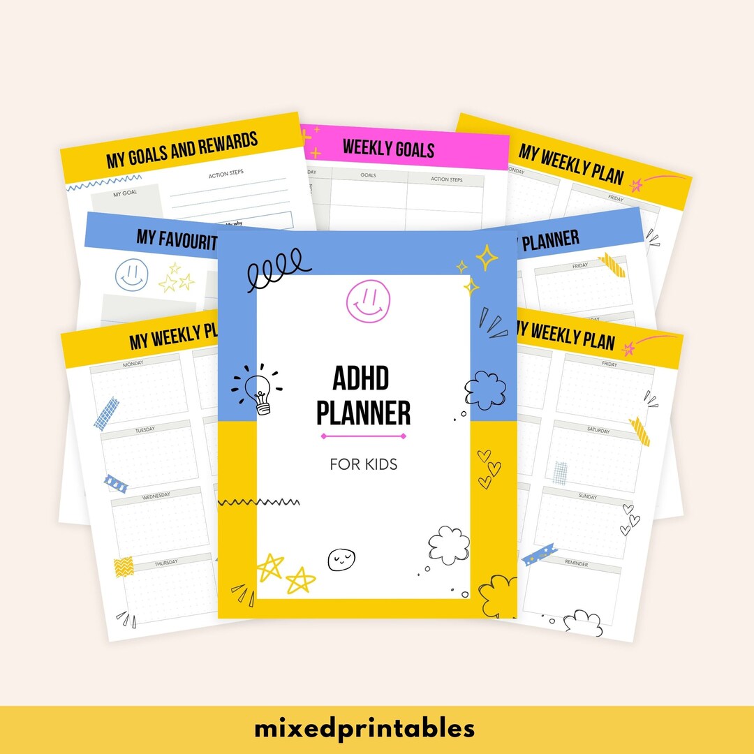 Printable ADHD Planner for Kids | Digital Daily Organizer & Adhd ...