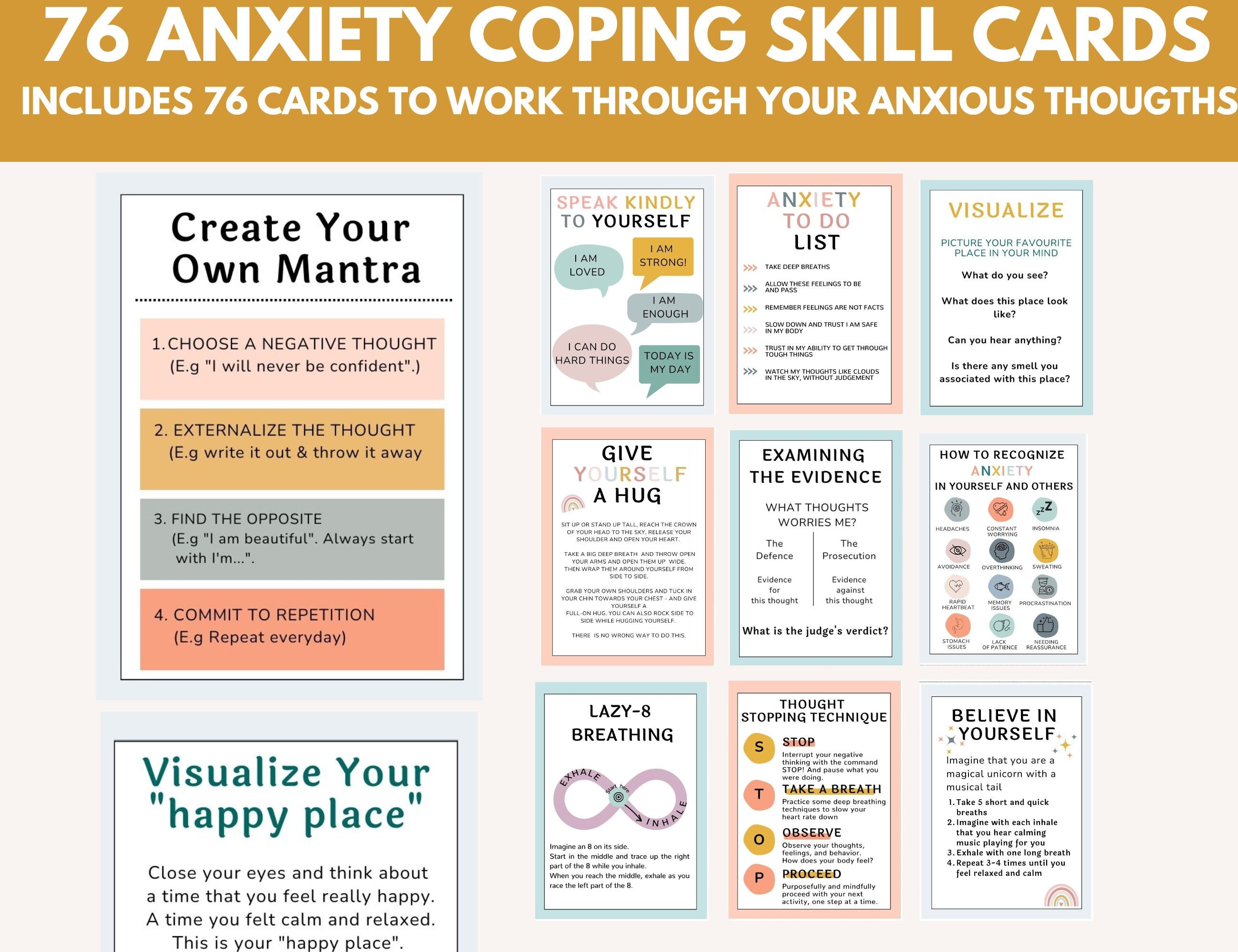 Anxiety Coping Skills Cards, Grounding Cards, Anxiety Cards, DBT ...