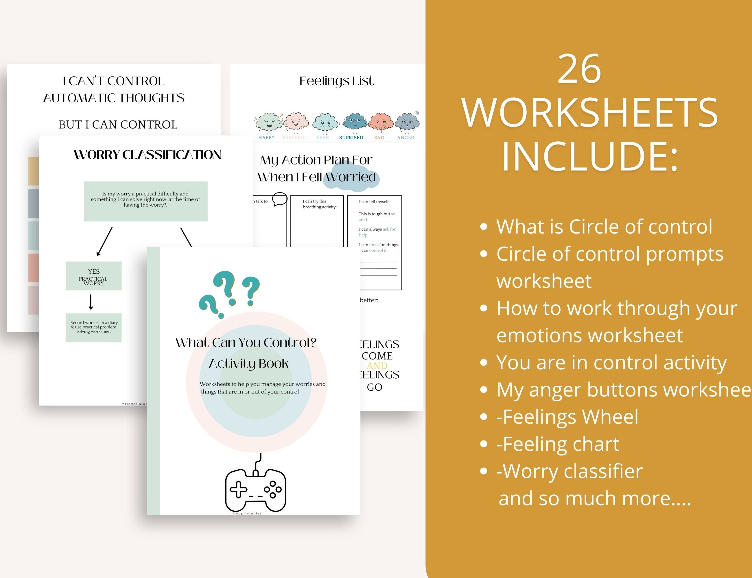 The Circle of Control and Influence Worksheets and Psychoeducation Tool ...