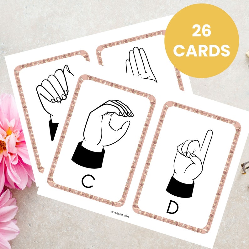 ASL Alphabet Printable, American Sign Language Alphabet ASL Flashcards ...