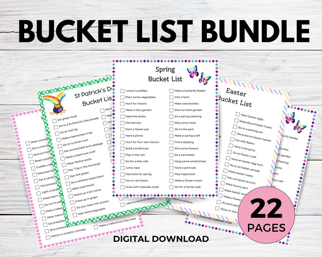 BUCKET LIST BUNDLE, Bucket List Printable, Custom Bucket List, Editable ...