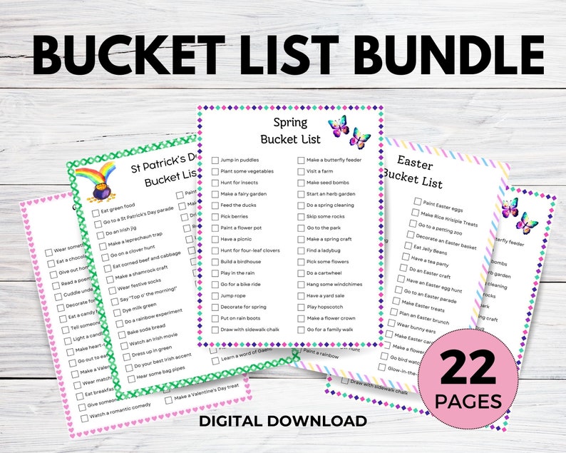 BUCKET LIST BUNDLE, Bucket List Printable, Custom Bucket List, Editable ...