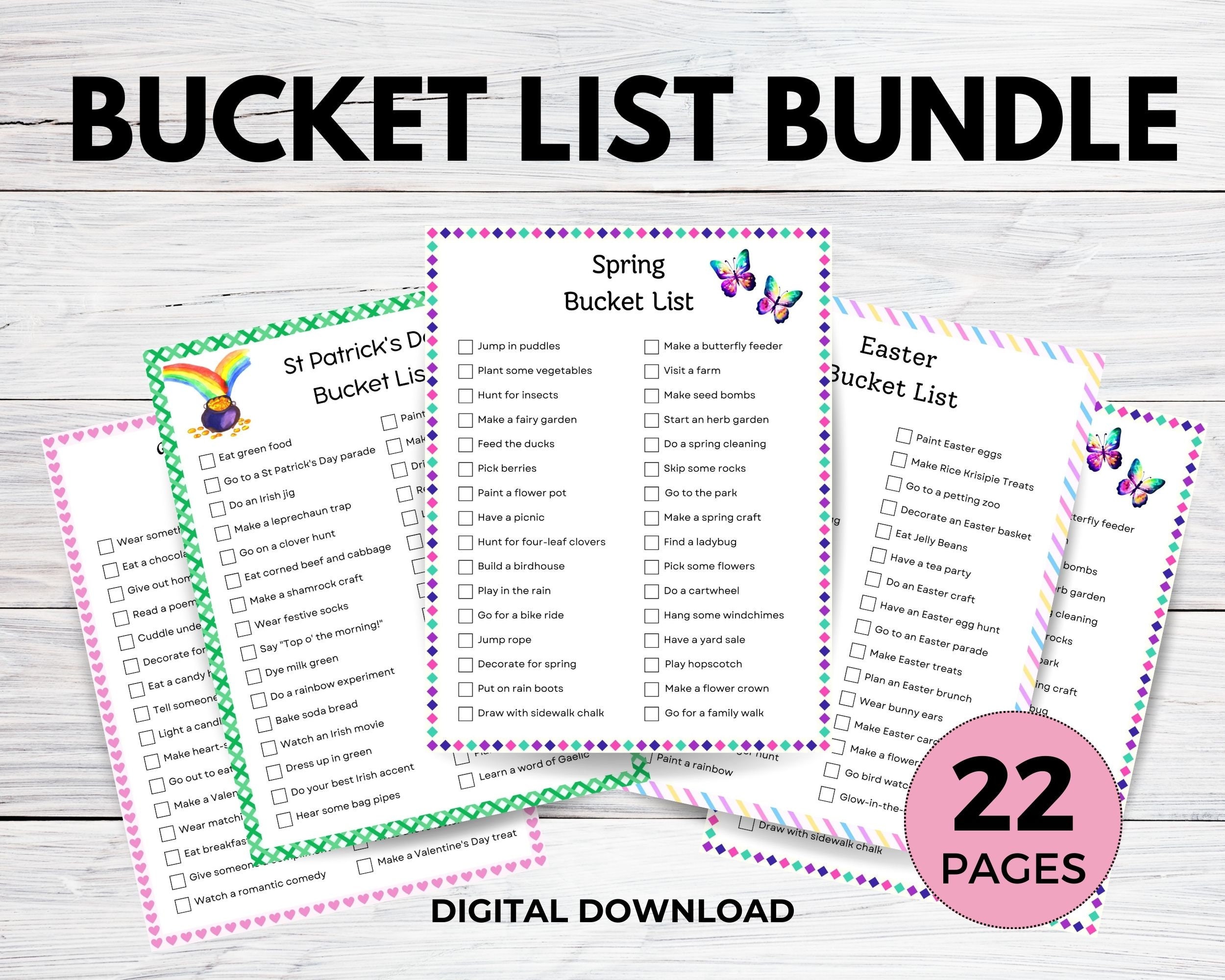 BUCKET LIST BUNDLE, Bucket List Printable, Custom Bucket List, Editable ...