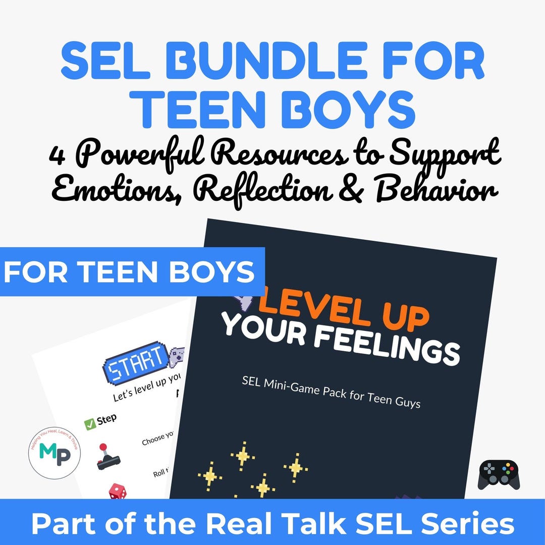 SEL Bundle for Teen Boys | Anger, Emotions, Mood Trackers & SEL Games ...