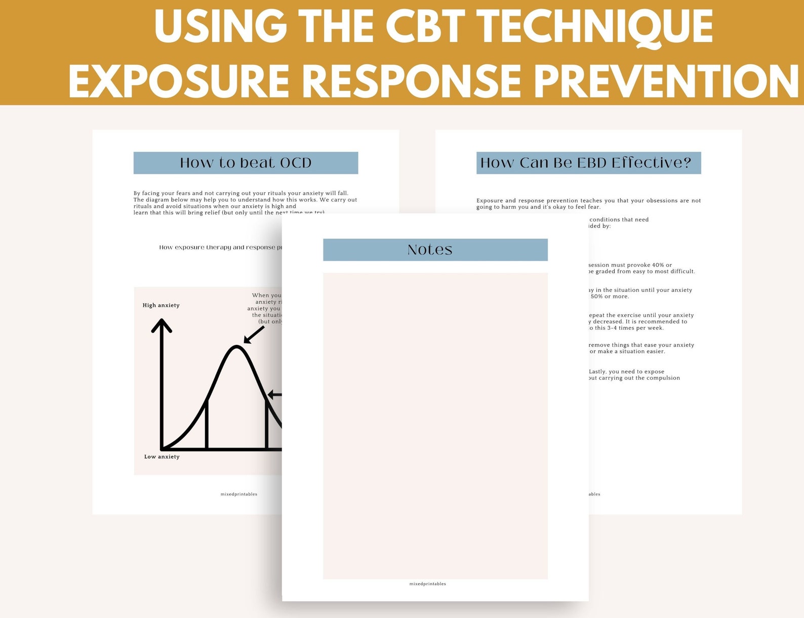 CBT for OCD Therapy Worksheets Bundle, Obsessive Compulsive Disorder ...