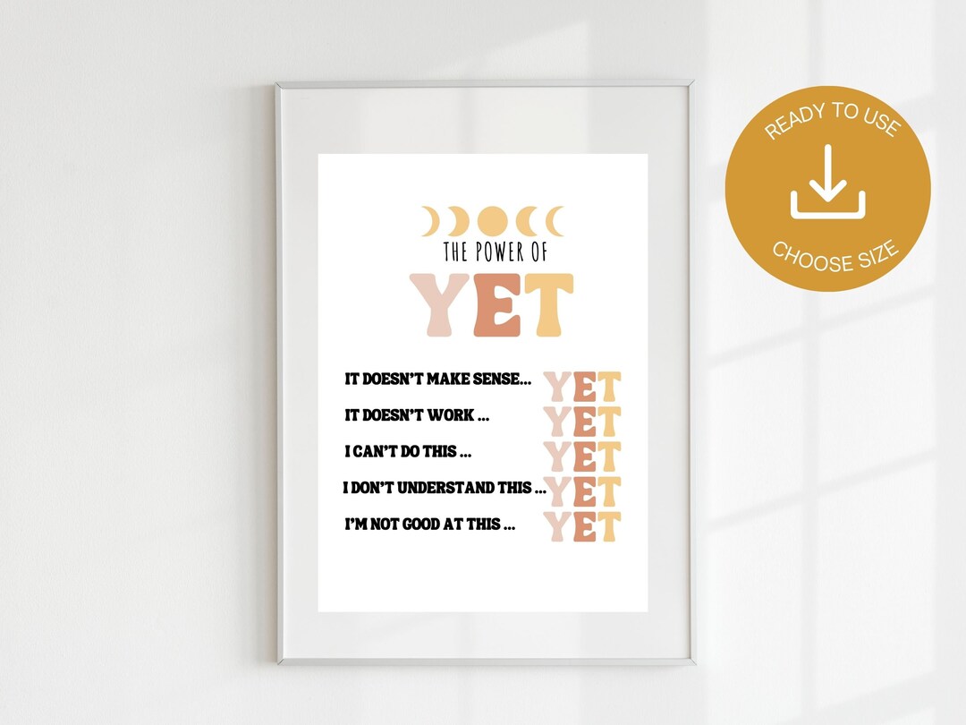 Power of yet Poster Growth Mindset Therapy Poster Printable ...