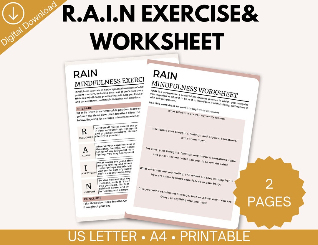 Rain Mindfulness Worksheet, Therapy Worksheet, Therapy Office Decor ...