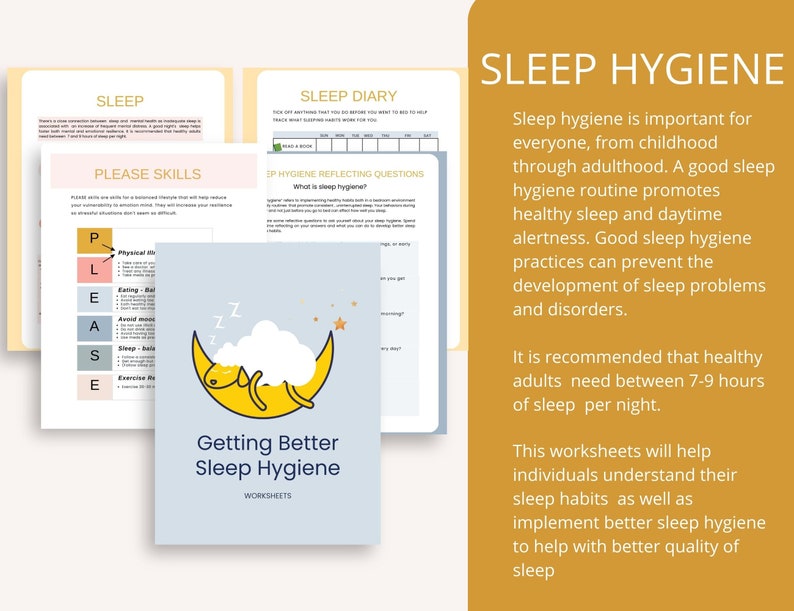 Sleep Hygiene Worksheets, Sleep Journal, Sleep Habits, Nightmare ...