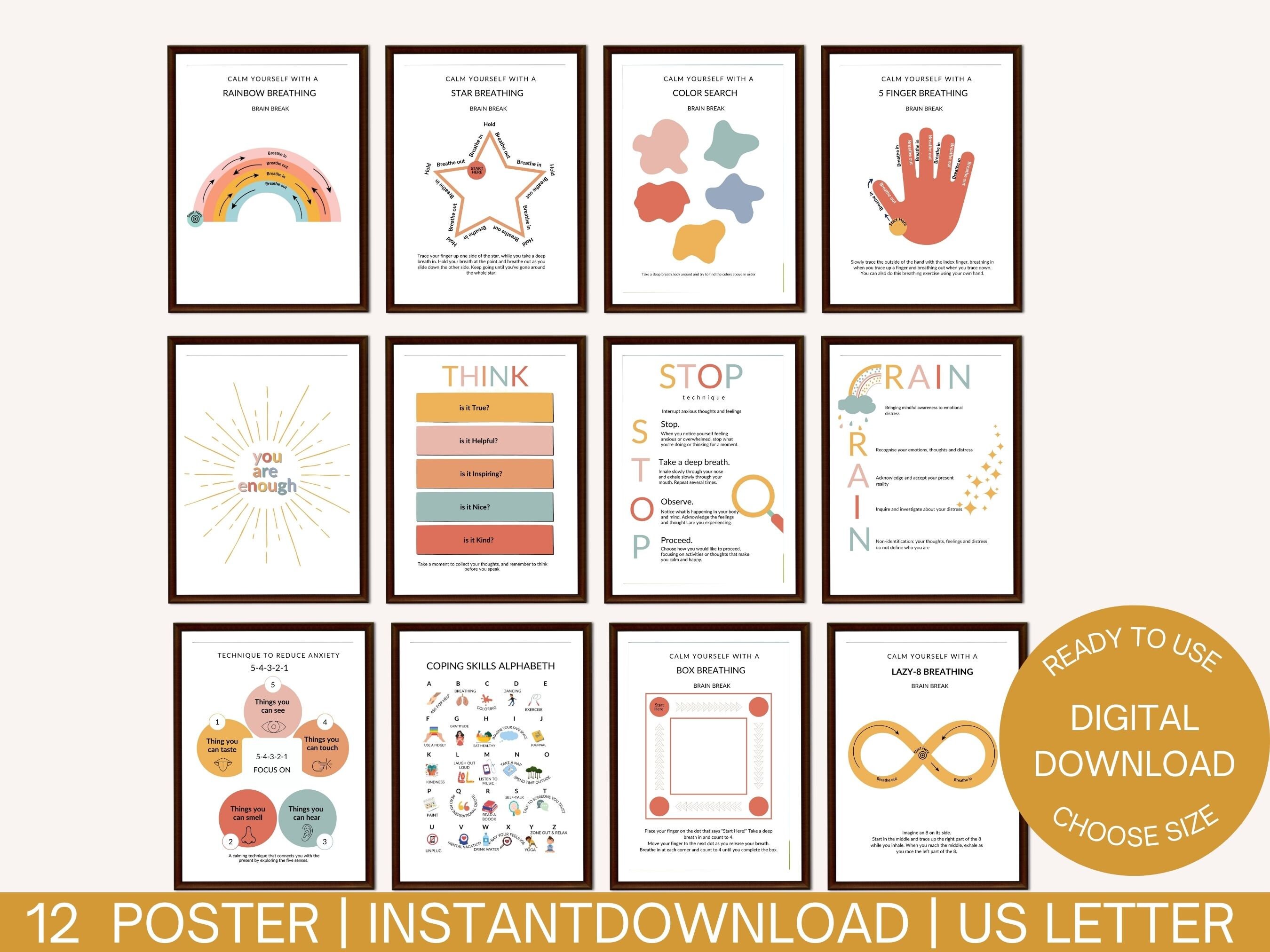 Calm Down Posters 12 Mindfulness Signs Calm Down Corner Classroom Decor ...