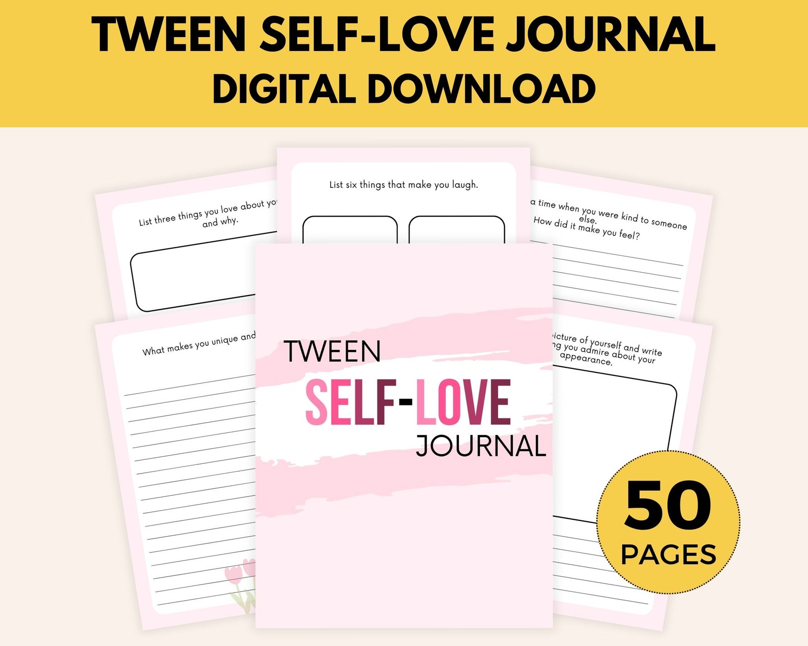 Well Being Tween Journal | Printable Self-care and Therapy Worksheets ...