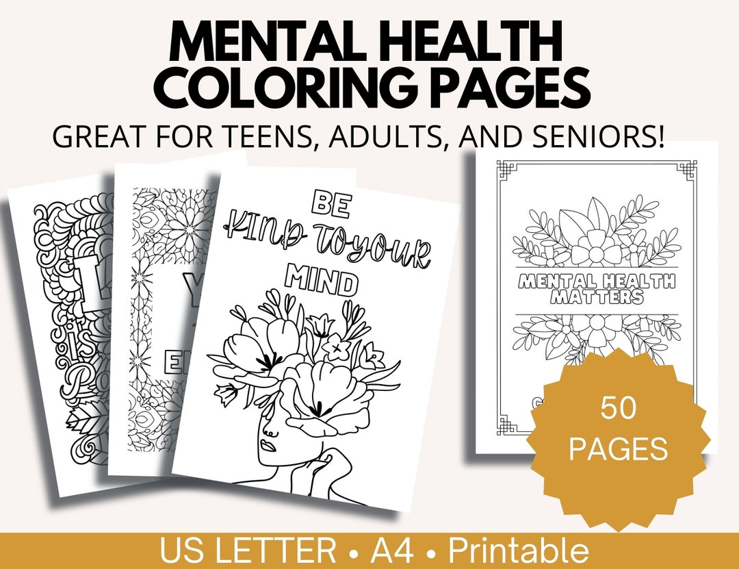 50 Adult and Teens Coloring Pages Mental Health and Relaxation ...