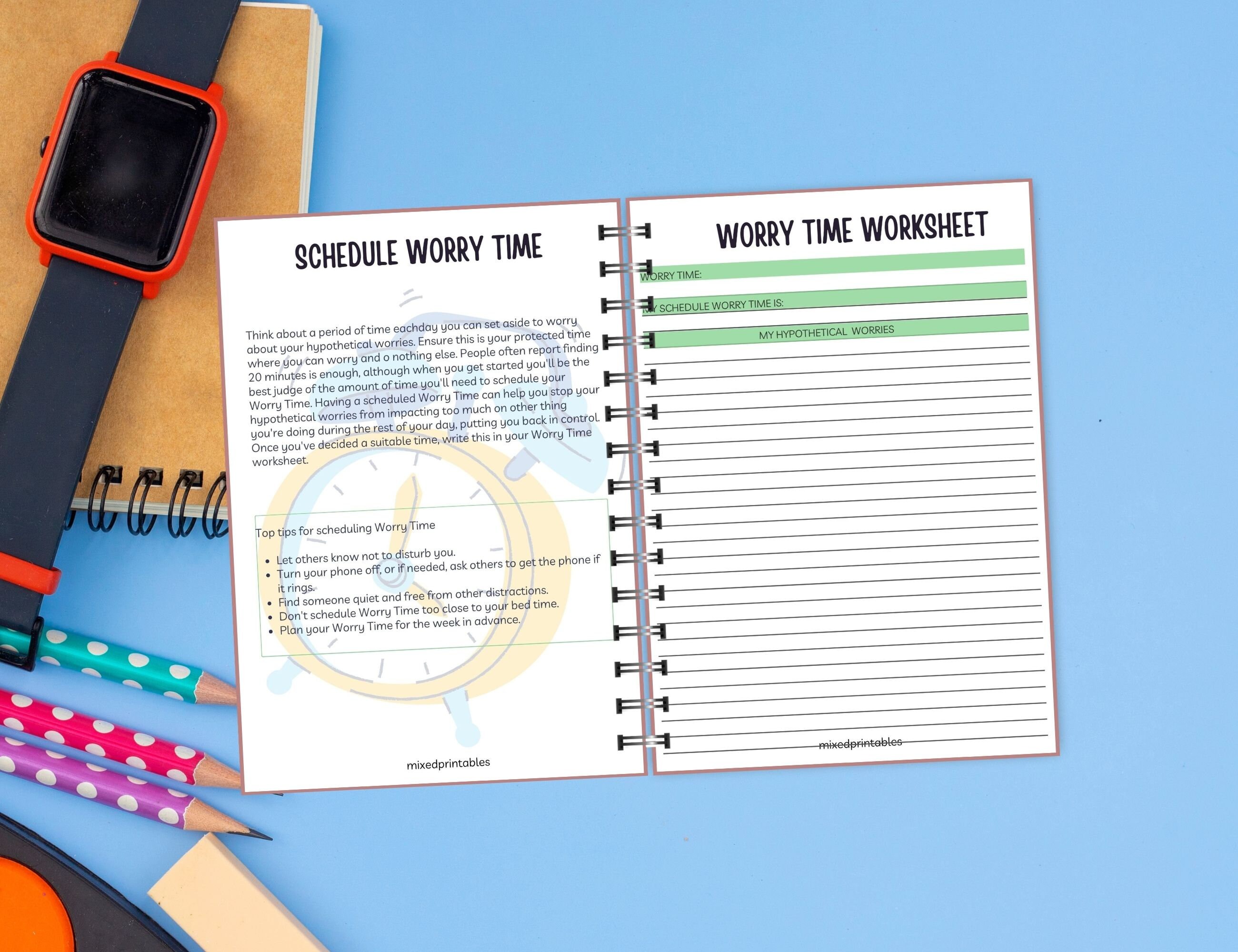 Anxiety Therapy Workbook Printable Worksheets for Panic Worry and ...