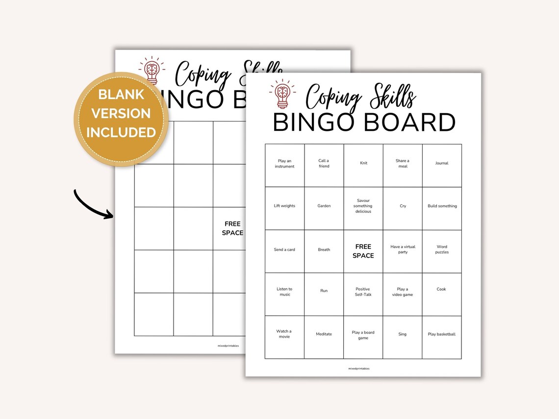 Coping Skills BINGO Cards, Mental Health Counseling Activity, Tools for ...