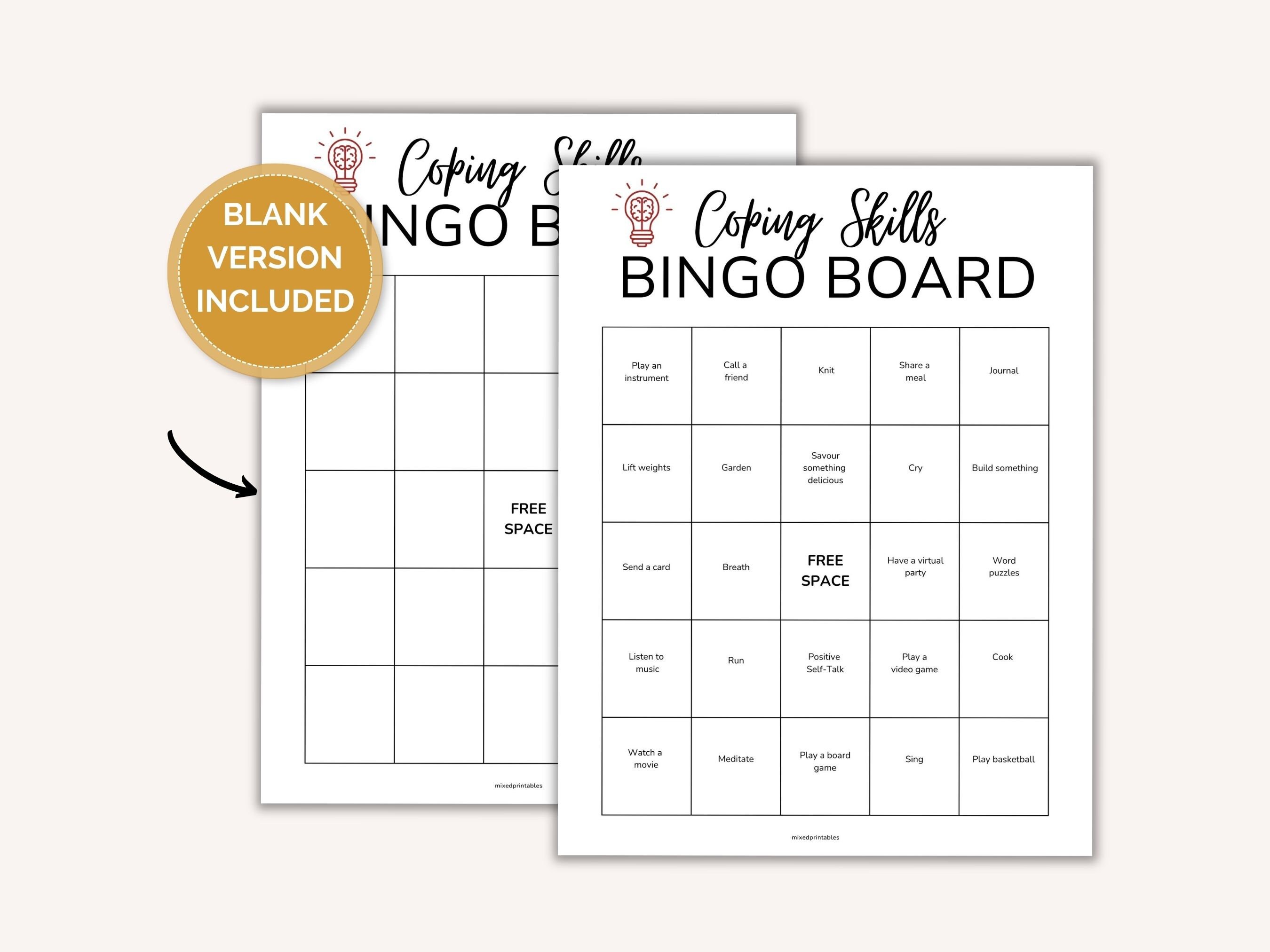 Coping Skills BINGO Cards, Mental Health Counseling Activity, Tools for ...