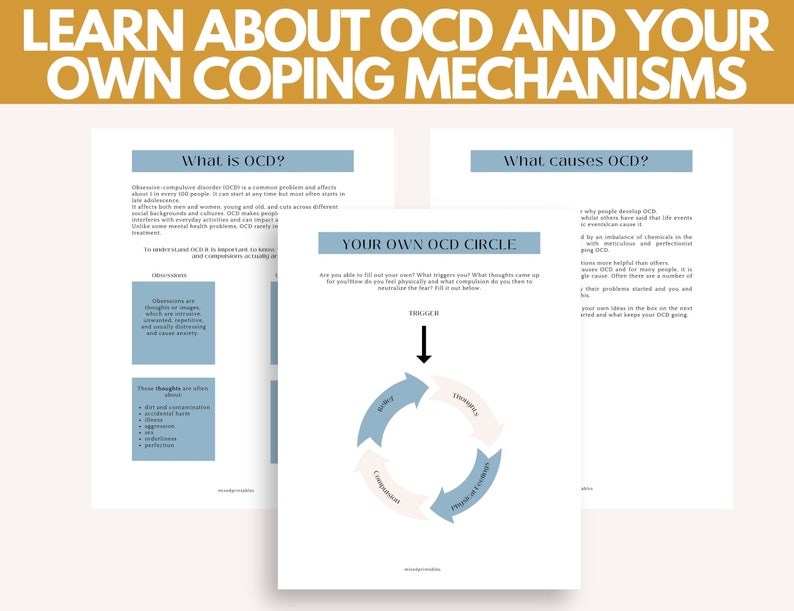 CBT for OCD Therapy Worksheets Bundle, Obsessive Compulsive Disorder ...