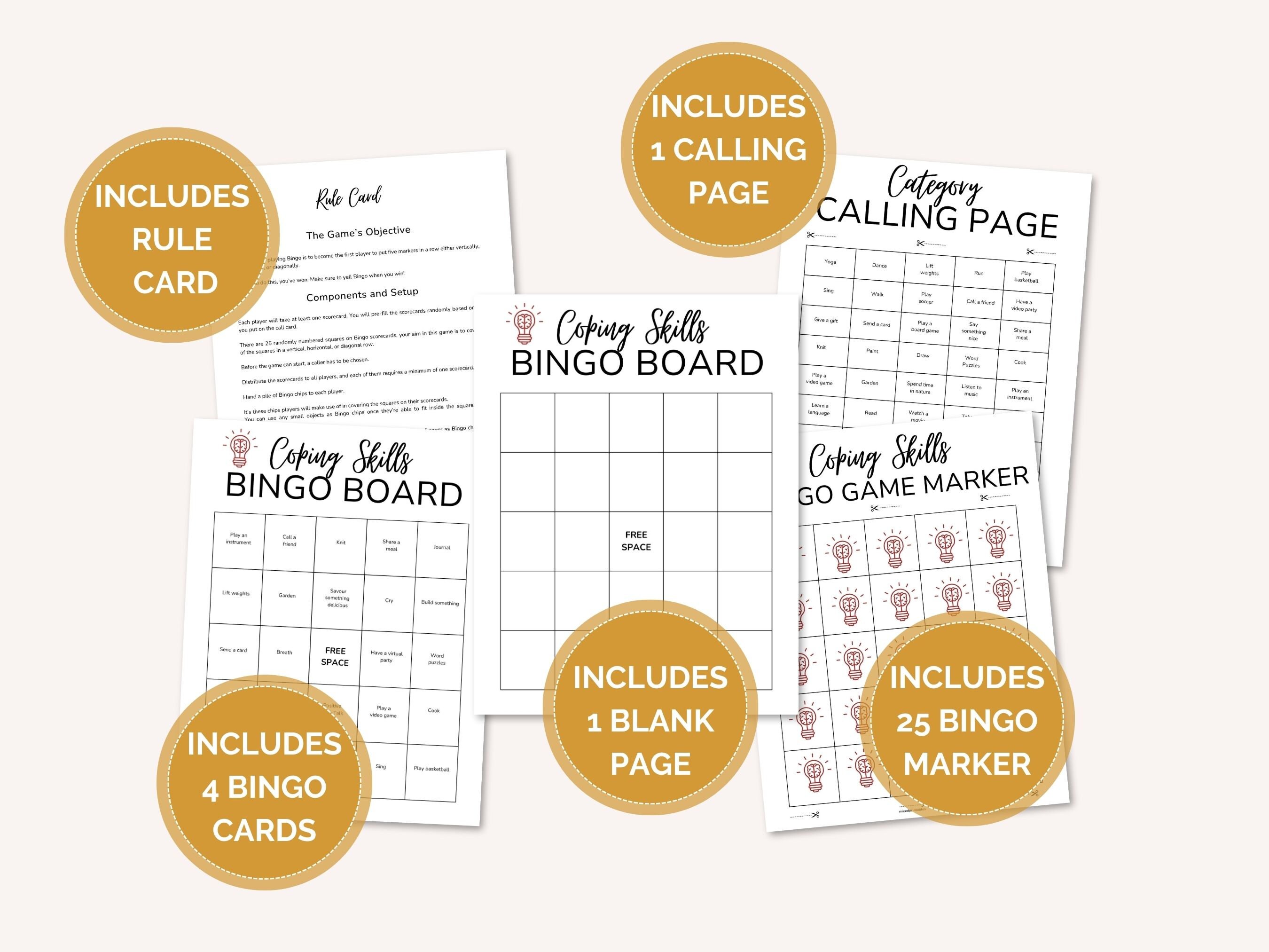 Coping Skills BINGO Cards, Mental Health Counseling Activity, Tools for ...