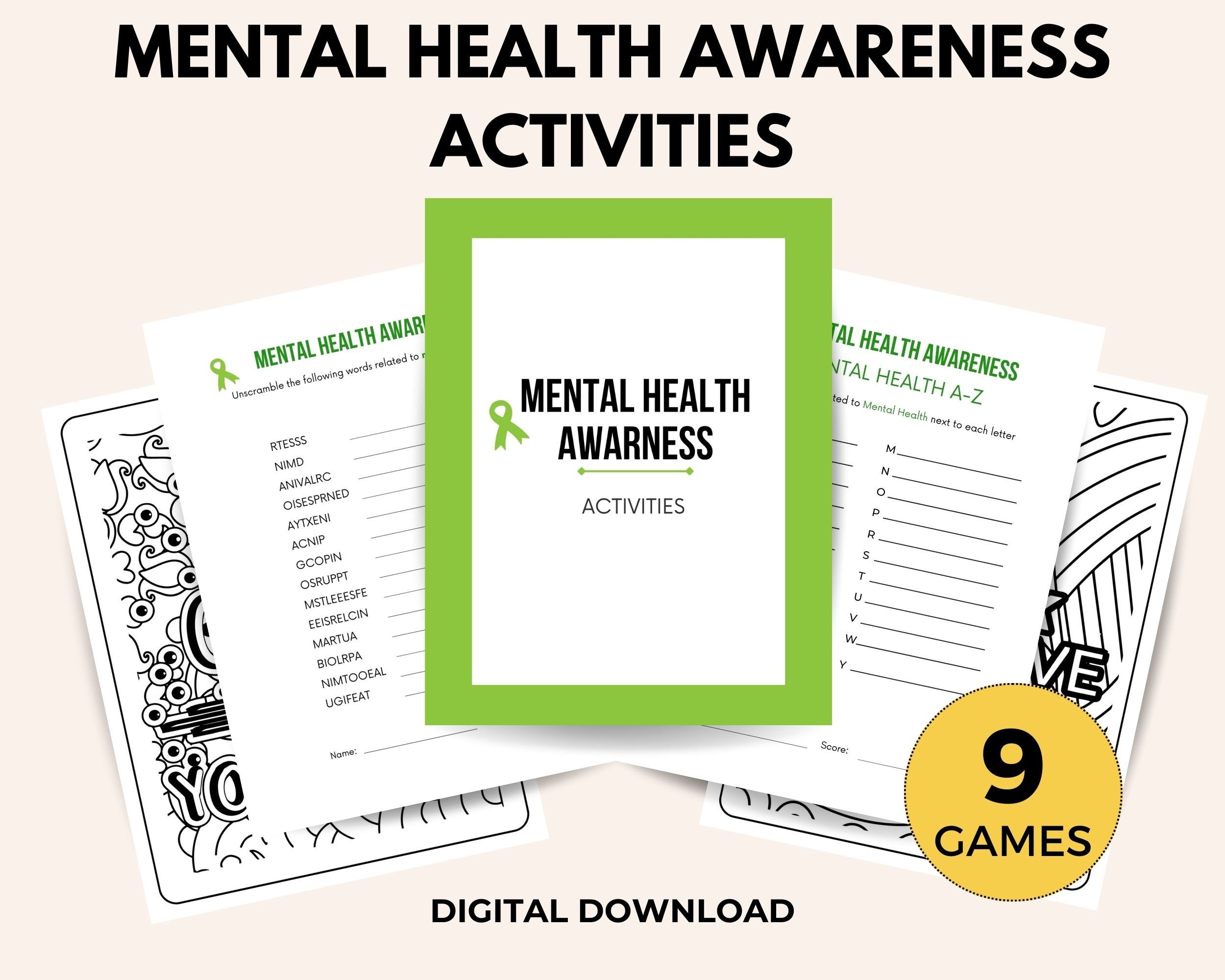 Mental Health Awareness Worksheets, Therapy Worksheets Bundle, Mental ...