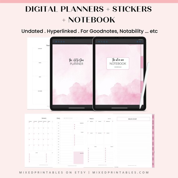 Digital Planner Goodnotes Planner UNDATED REUSABLE Any - Etsy