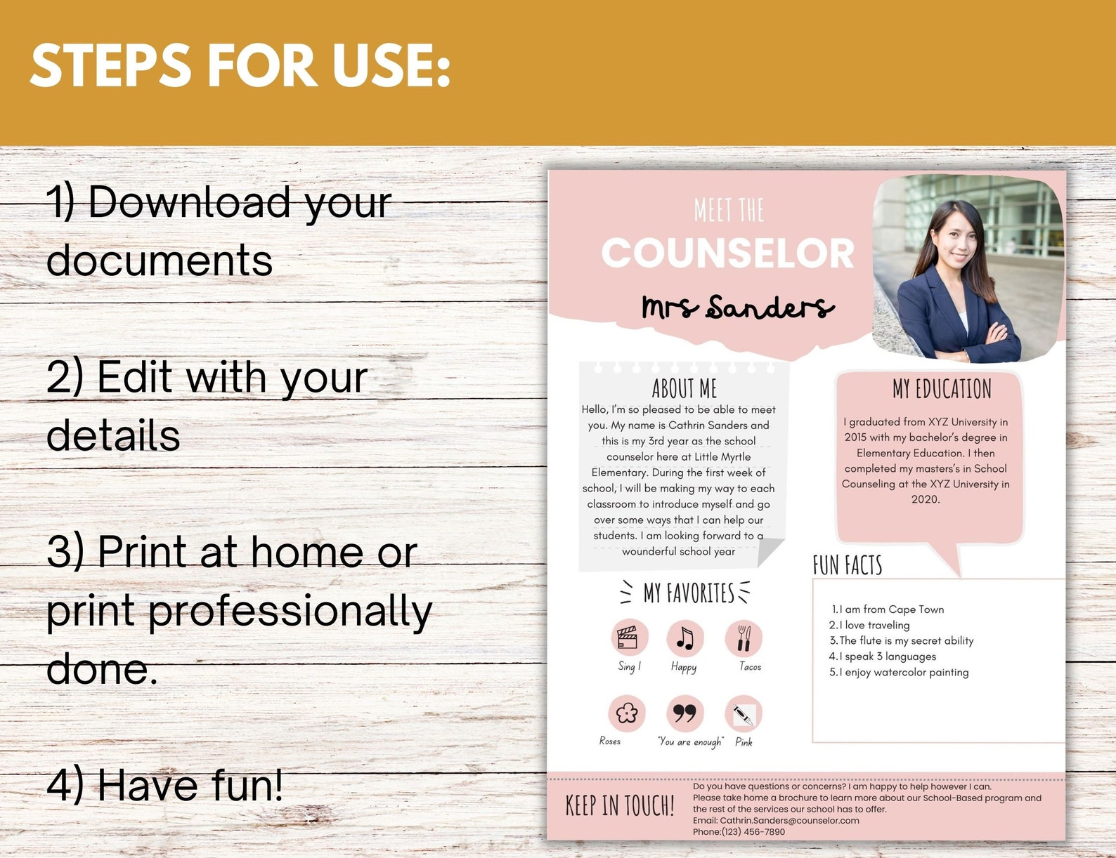 Editable Meet the Counselor Canva Template Instant Download, Meet the ...