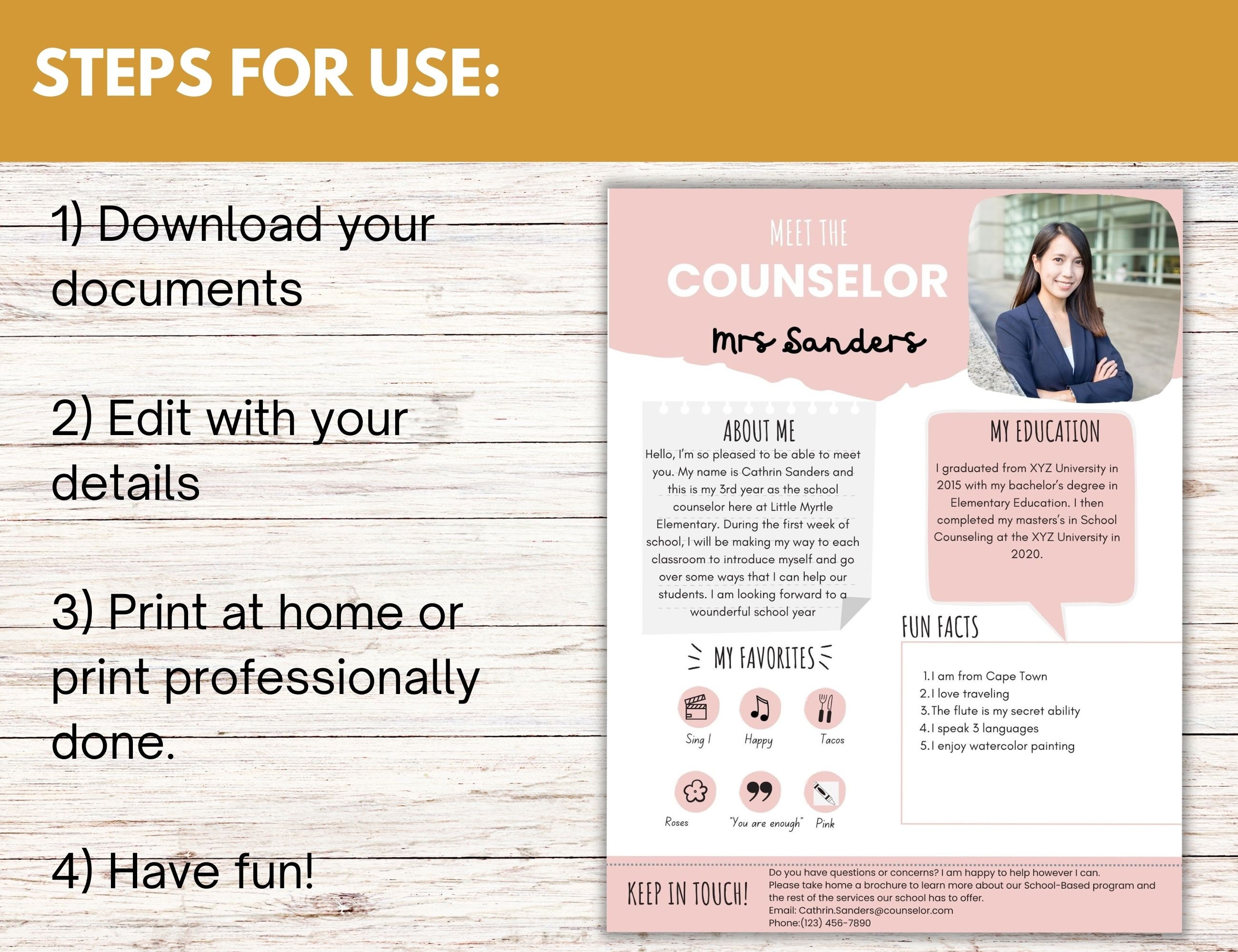 Editable Meet the Counselor Canva Template Instant Download, Meet the ...