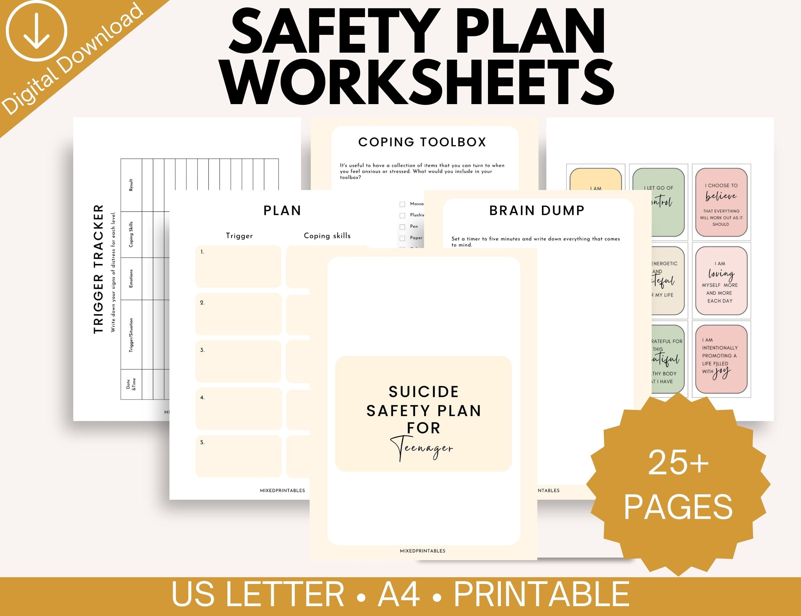 Crisis Safety Plan, Counseling Worksheets, PTSD Trauma Triggers ...