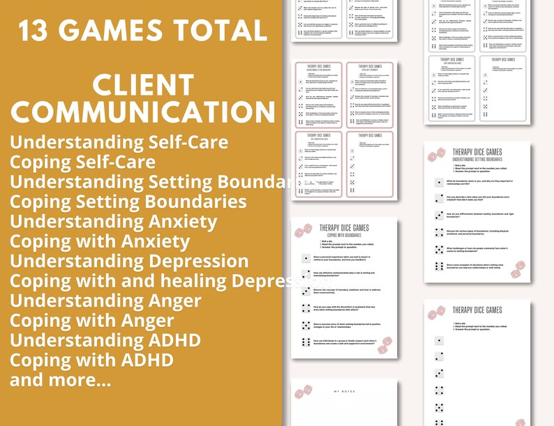 Therapy Dice Games Printable | SEL Conversation Prompts for Kids ...