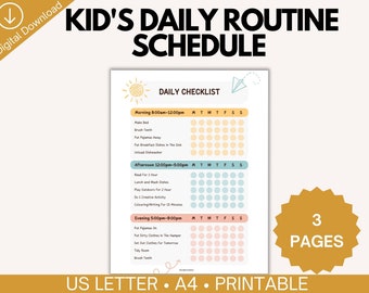 Kids Daily Schedule Template Printable Homeschool Daily Routine Kids ...