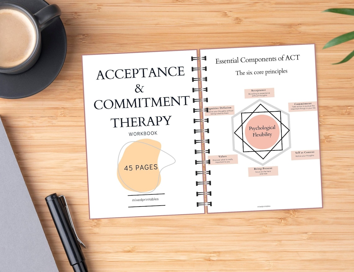 Acceptance and Commitment Therapy Worksheets, ACT Worksheets, ACT Therapy Workbook, Cognitive ...