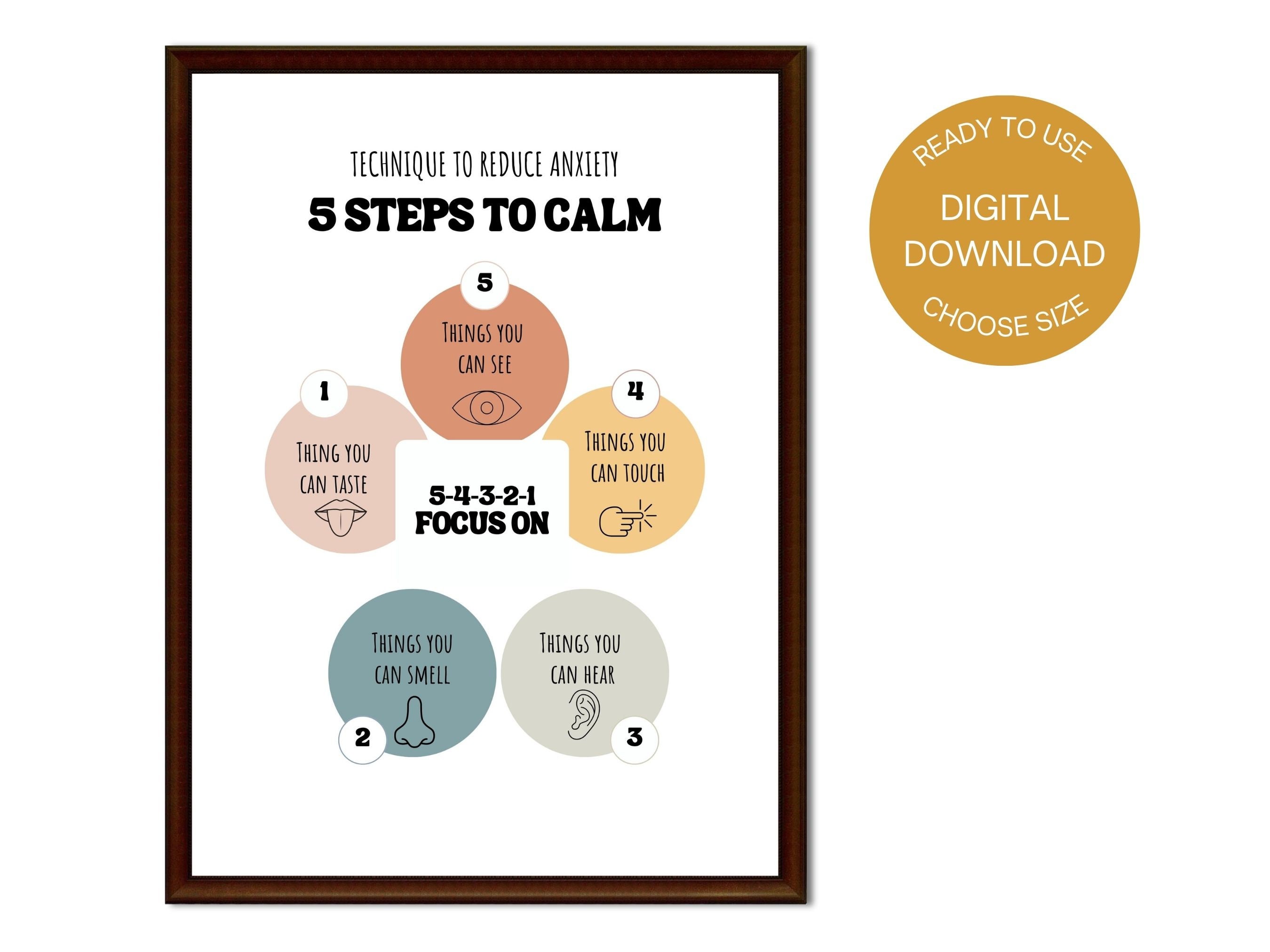 54321 Grounding Technique Poster | Printable Anxiety Management Tool ...