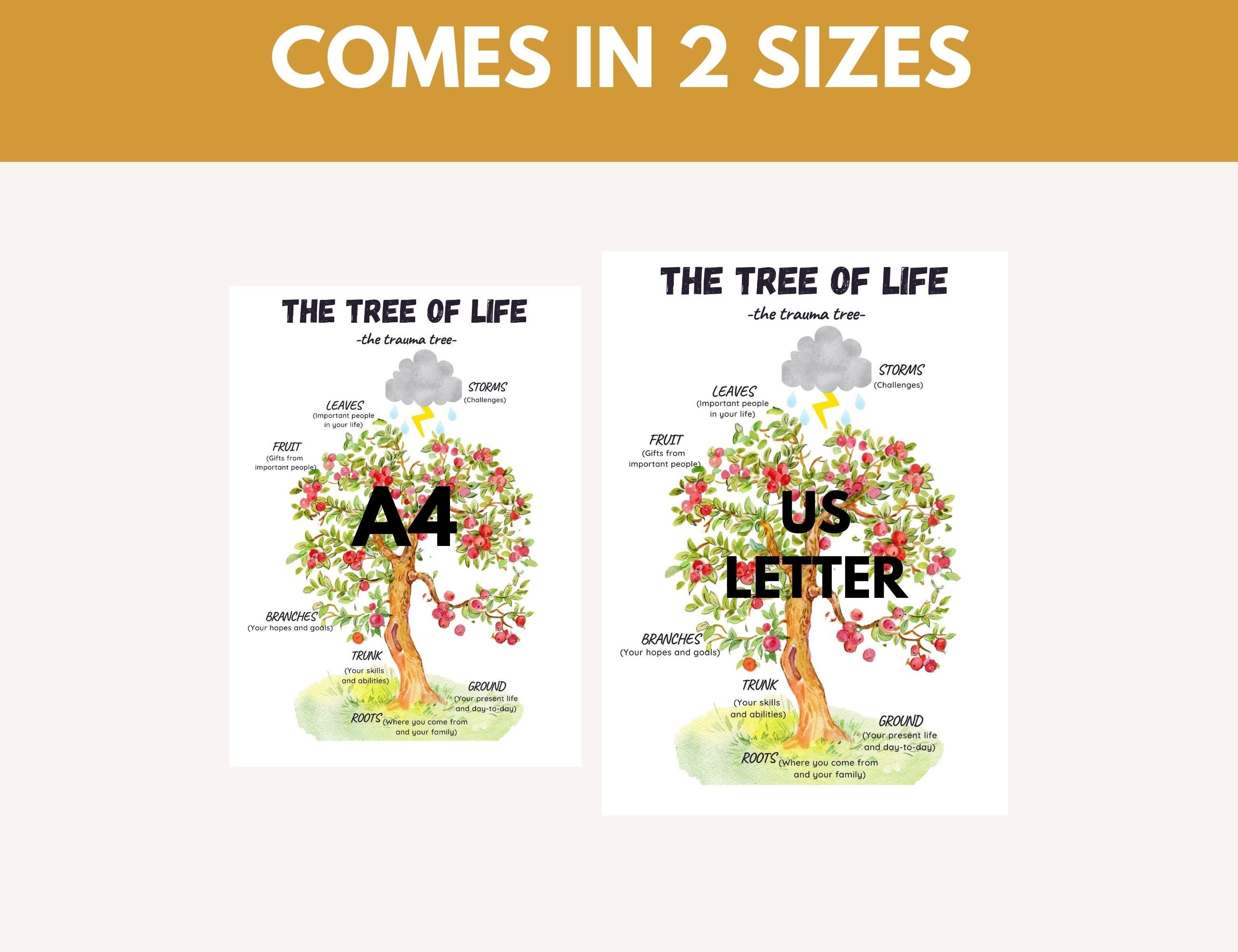 Narrative Therapy Tree of Life for Trauma, Trauma Therapy Worksheets ...