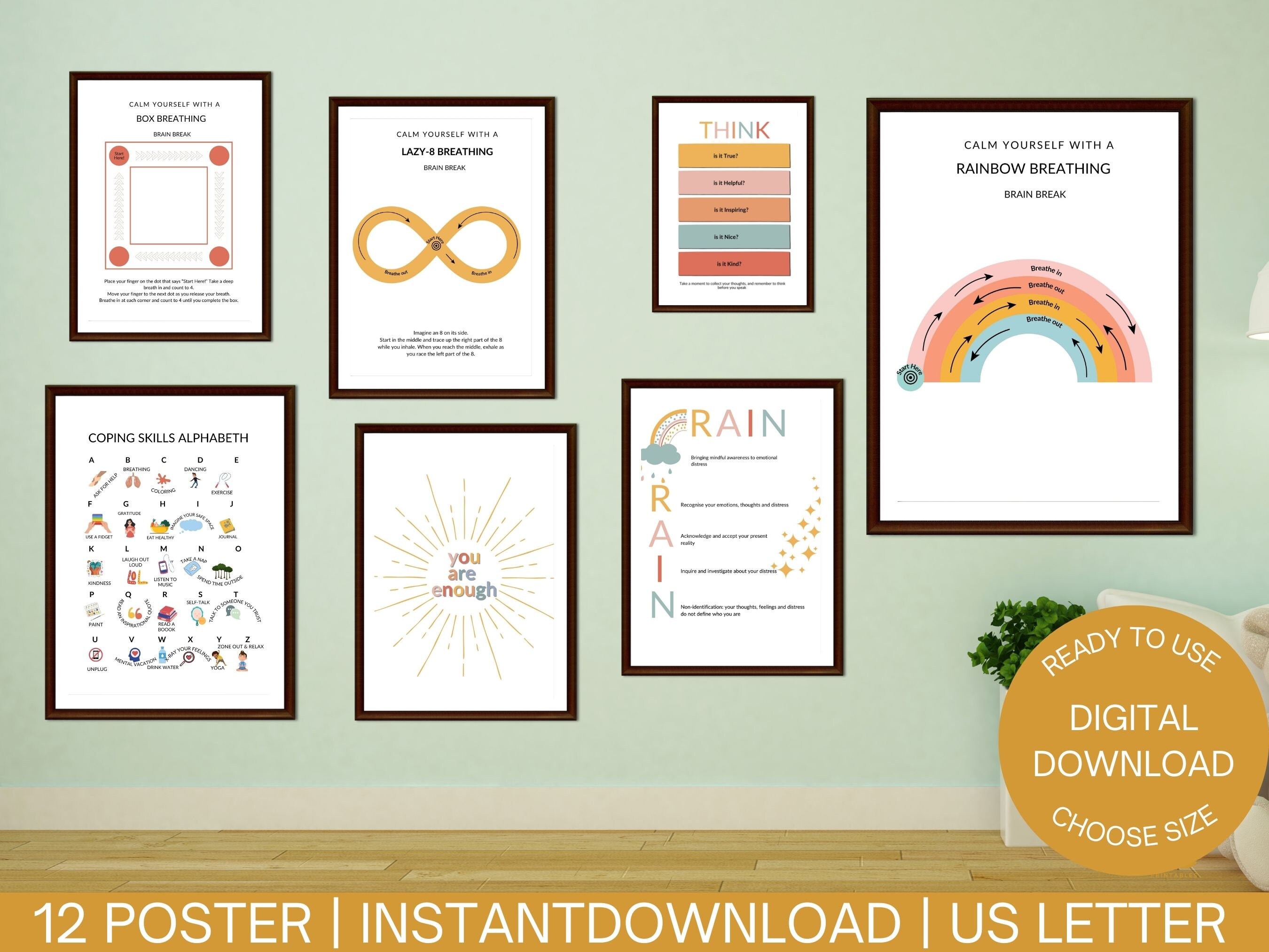 Calm Down Posters 12 Mindfulness Signs Calm Down Corner Classroom Decor ...