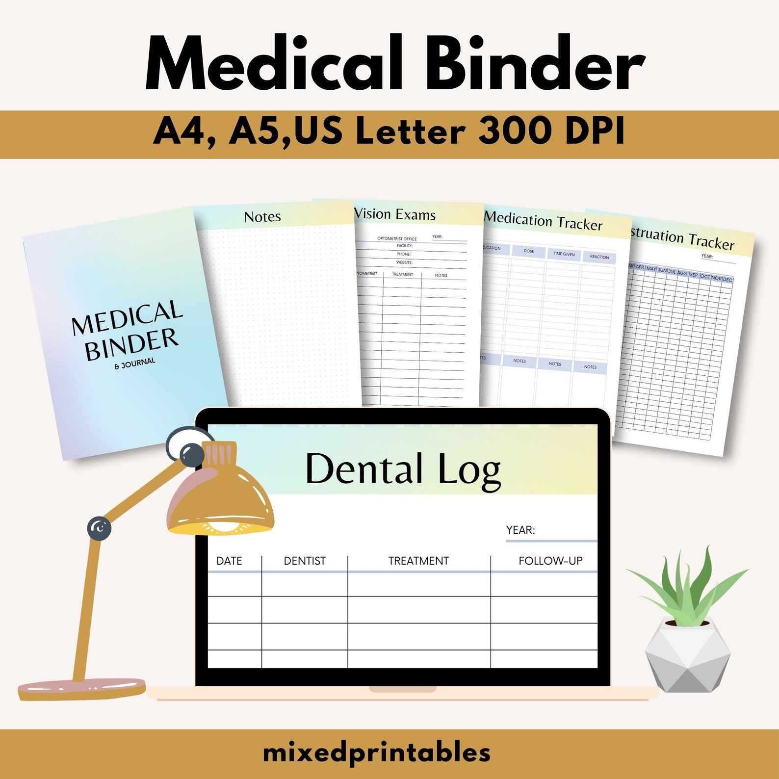Printable Medical Planner Binder 45 Pages for Tracking Symptoms ...