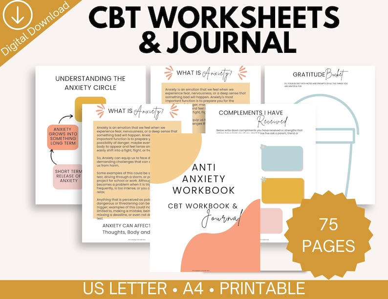 CBT Worksheets Bundle, Cbt Interventions for Teens and Adults, CBT ...