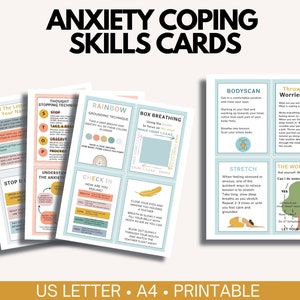 Anxiety Coping Skills Cards, Grounding Cards, Anxiety Cards, DBT ...