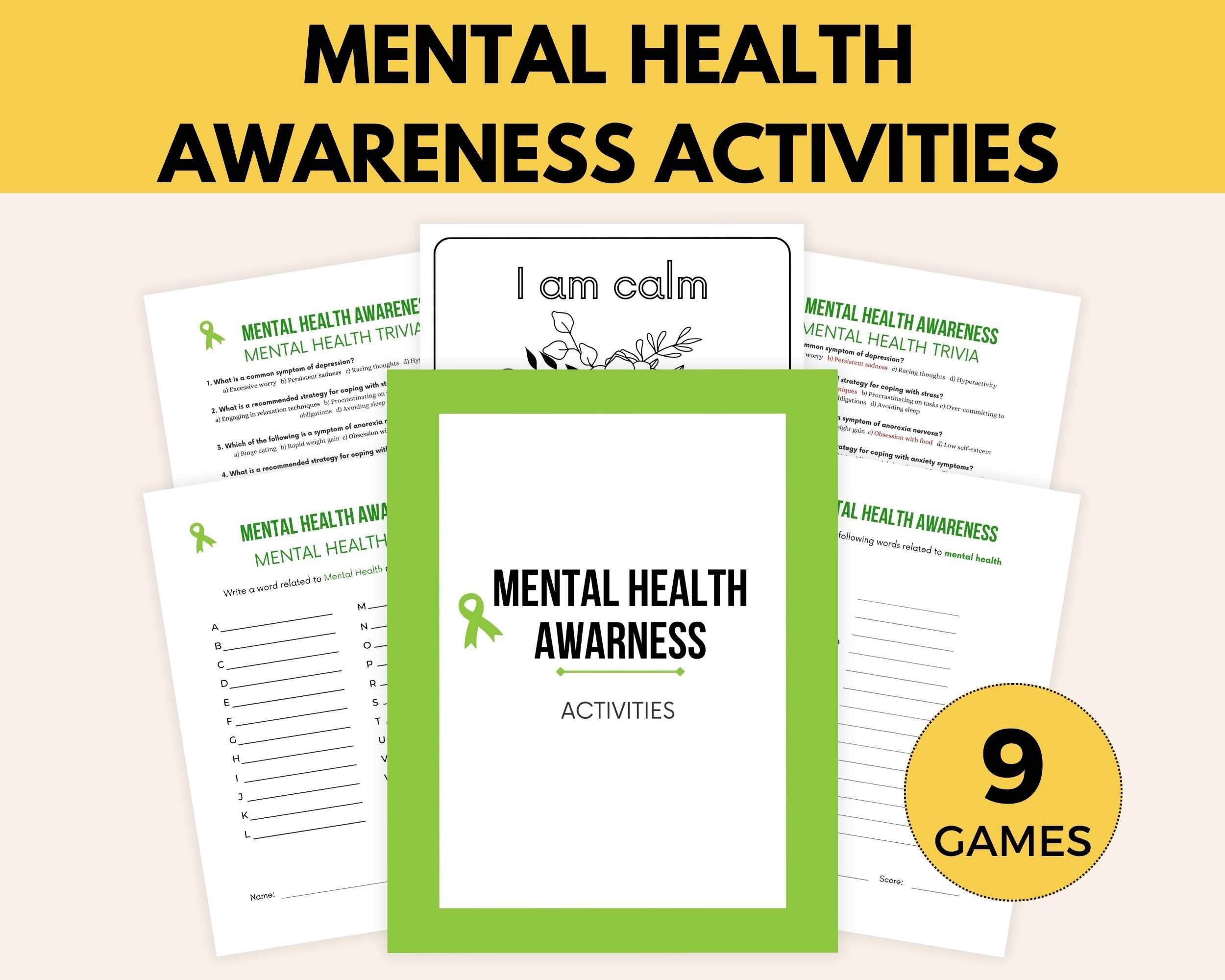 Mental Health Awareness Worksheets, Therapy Worksheets Bundle, Mental ...