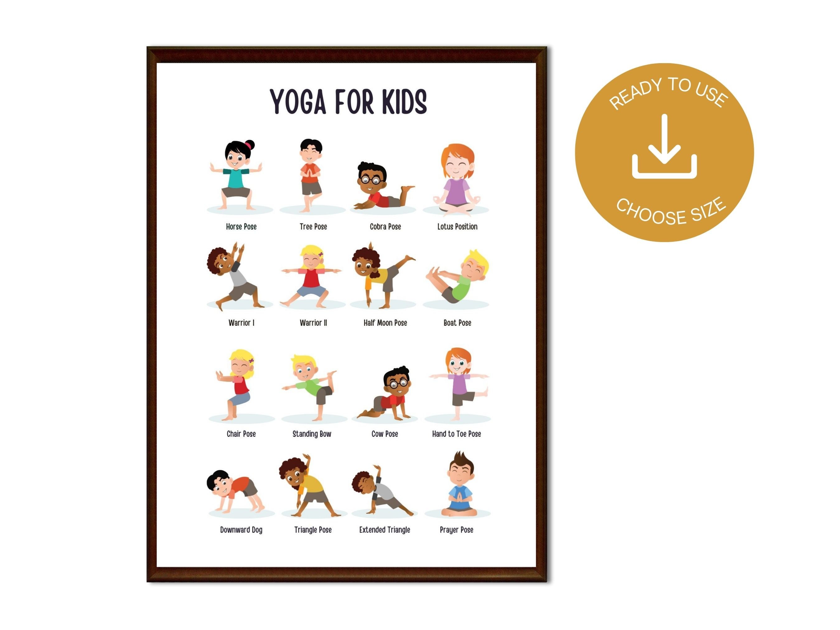 Yoga Poses Poster for Kids Montessori, Morning Yoga Routine for ...