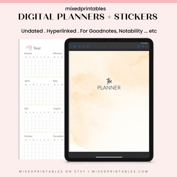 UNDATED DIGITAL PLANNER Simple Hyperlinked Life Planner for - Etsy
