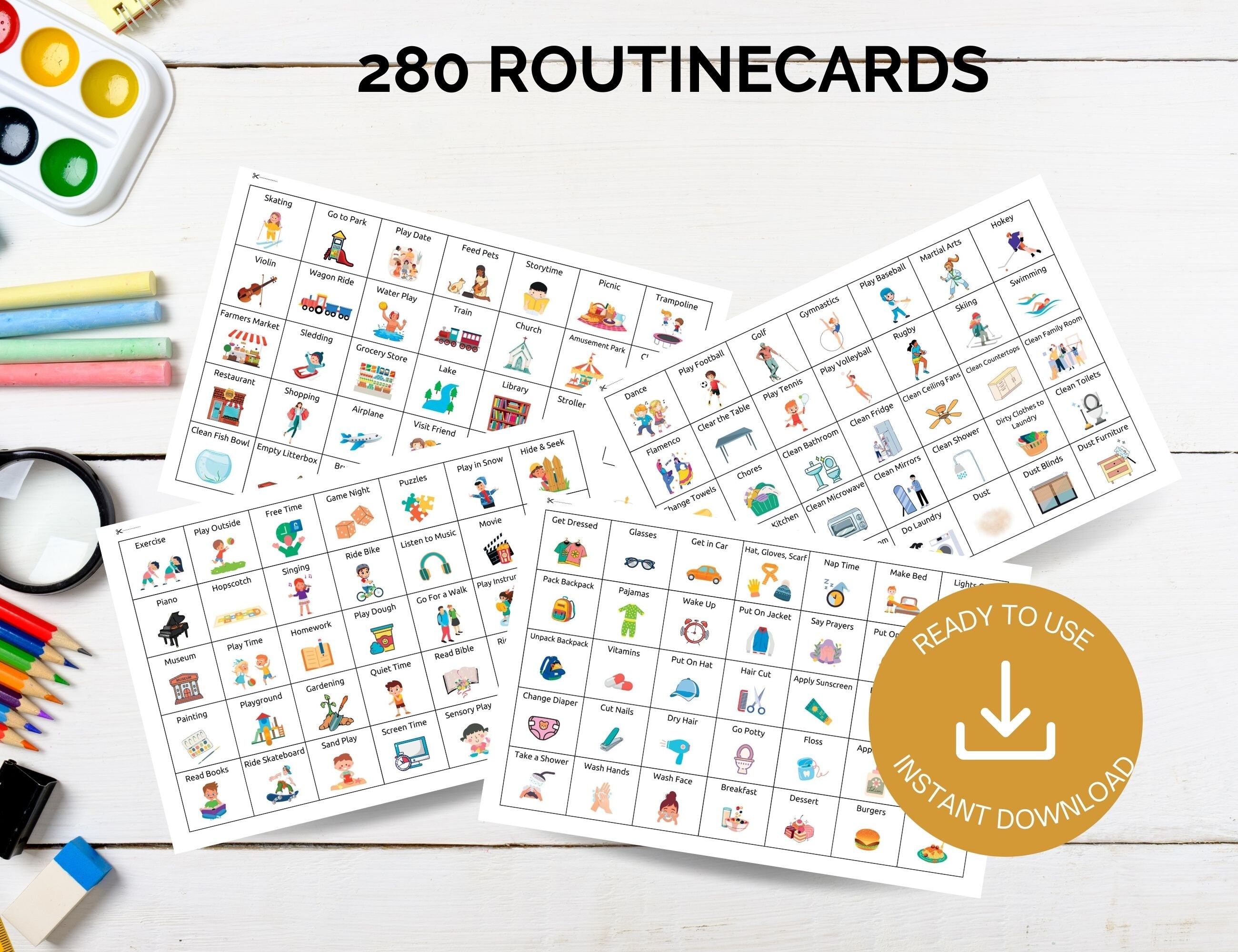 Printable Daily Routine Cards for Kids Toddler Visual Schedule and ...