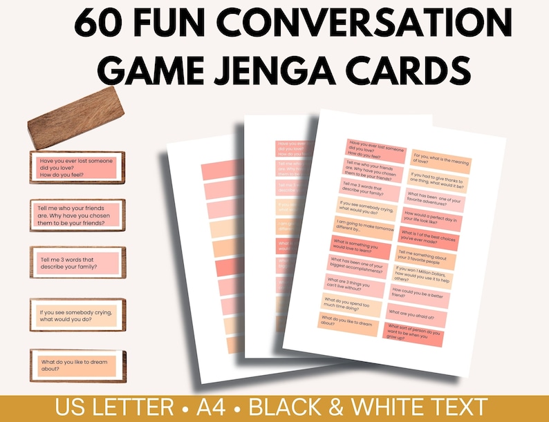 Jenga Conversation Starters for Teens, Question Cards for Teens ...