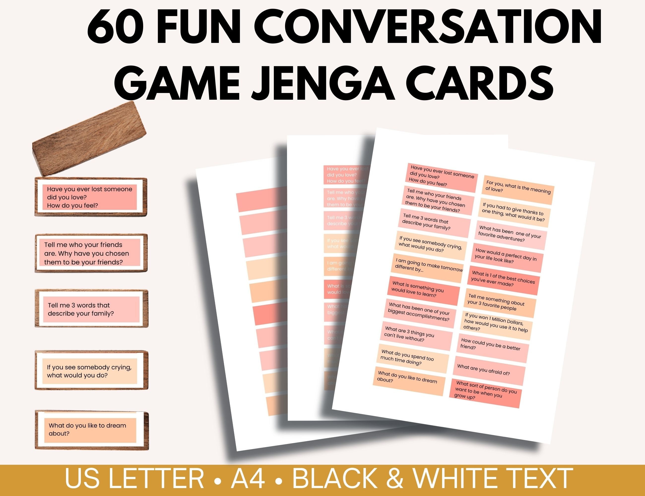 Jenga Conversation Starters for Teens, Question Cards for Teens ...