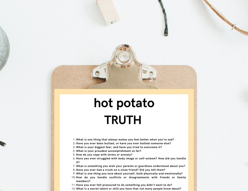 Hot Potato Truth or Dare Therapy Game: Teen Social Skills (digital ...